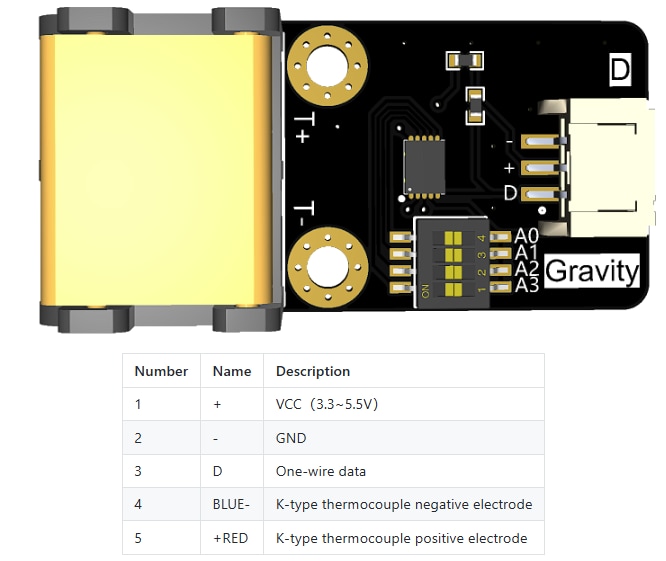 Gravity CT1780 K-Type Thermocouple Amplifier - DFRobot | Mouser